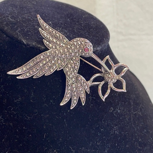 Avon | Jewelry | Vintage Avon Marcasite Silver Tone Hummingbird Brooch ...